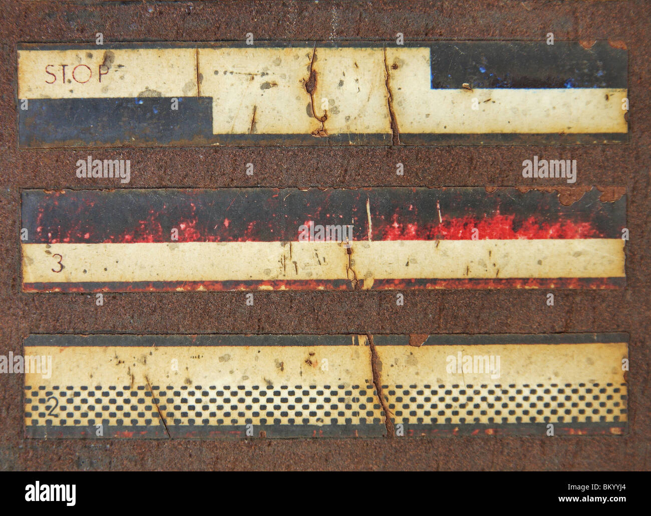 rusty grunge sign with red white and blue background Stock Photo - Alamy
