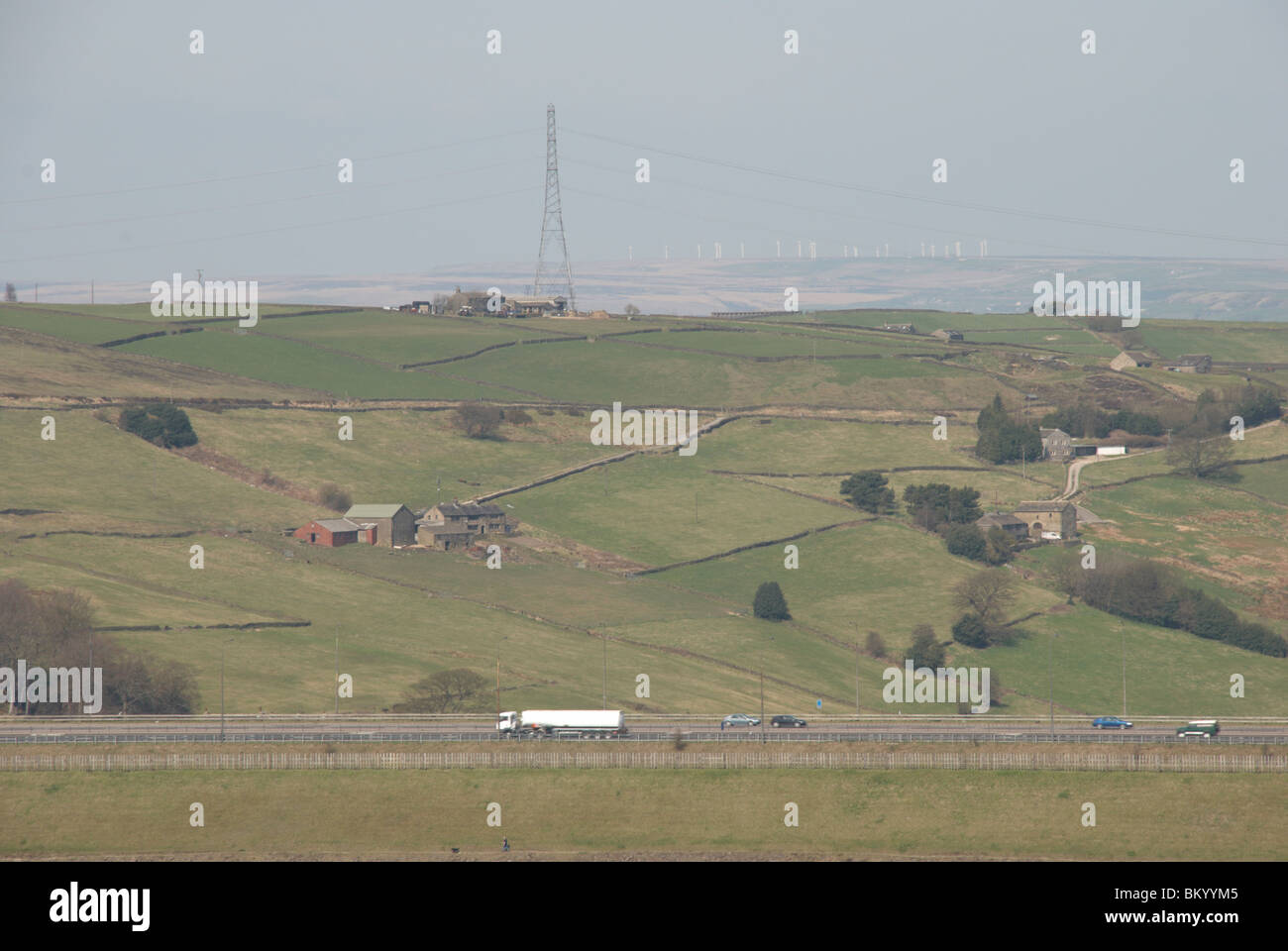 The M62 motorway passing over Scammonden Dam (between Huddersfield ...