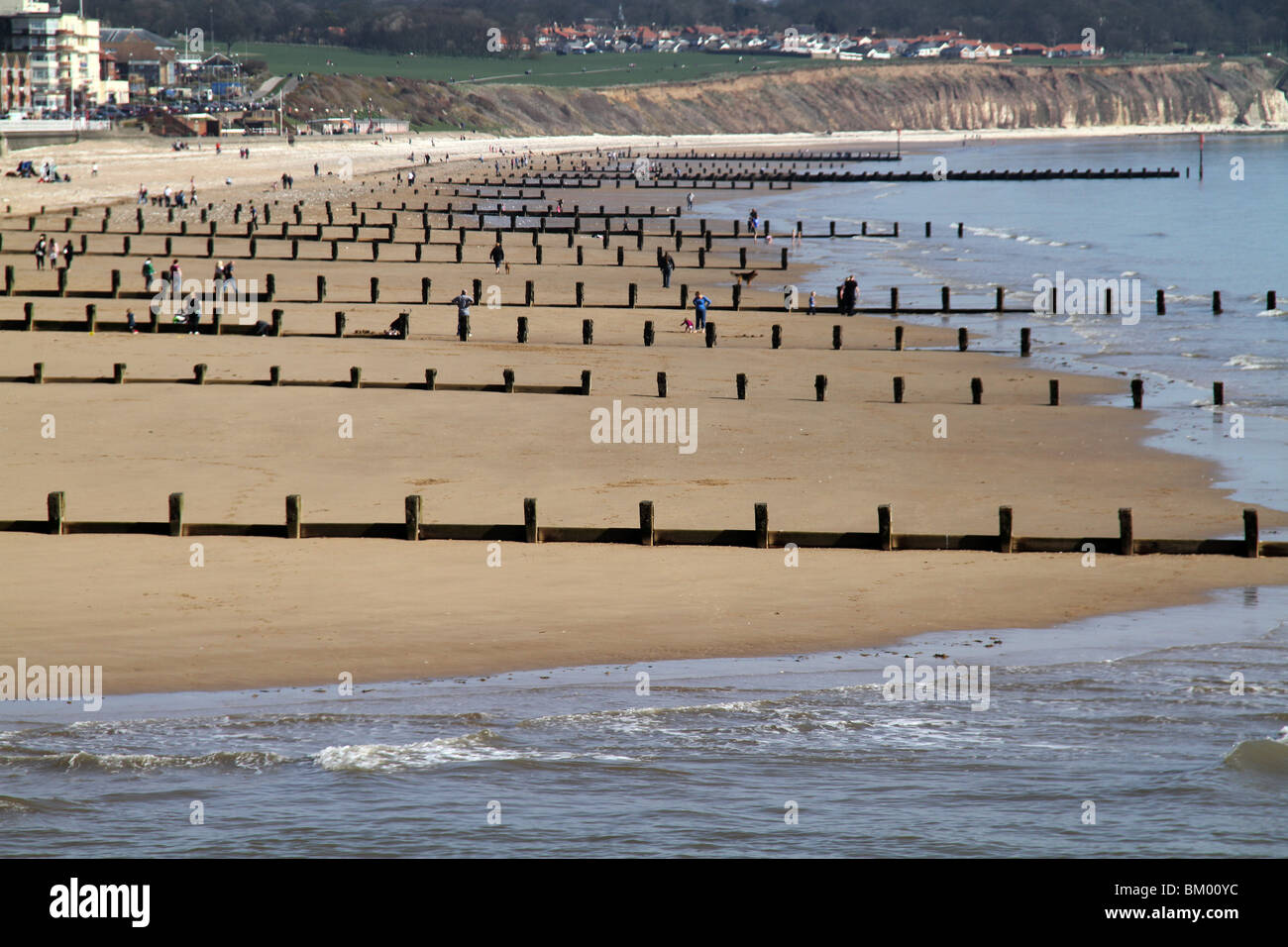 Breakwaters on north beach at Bridlington on the east coast of ...