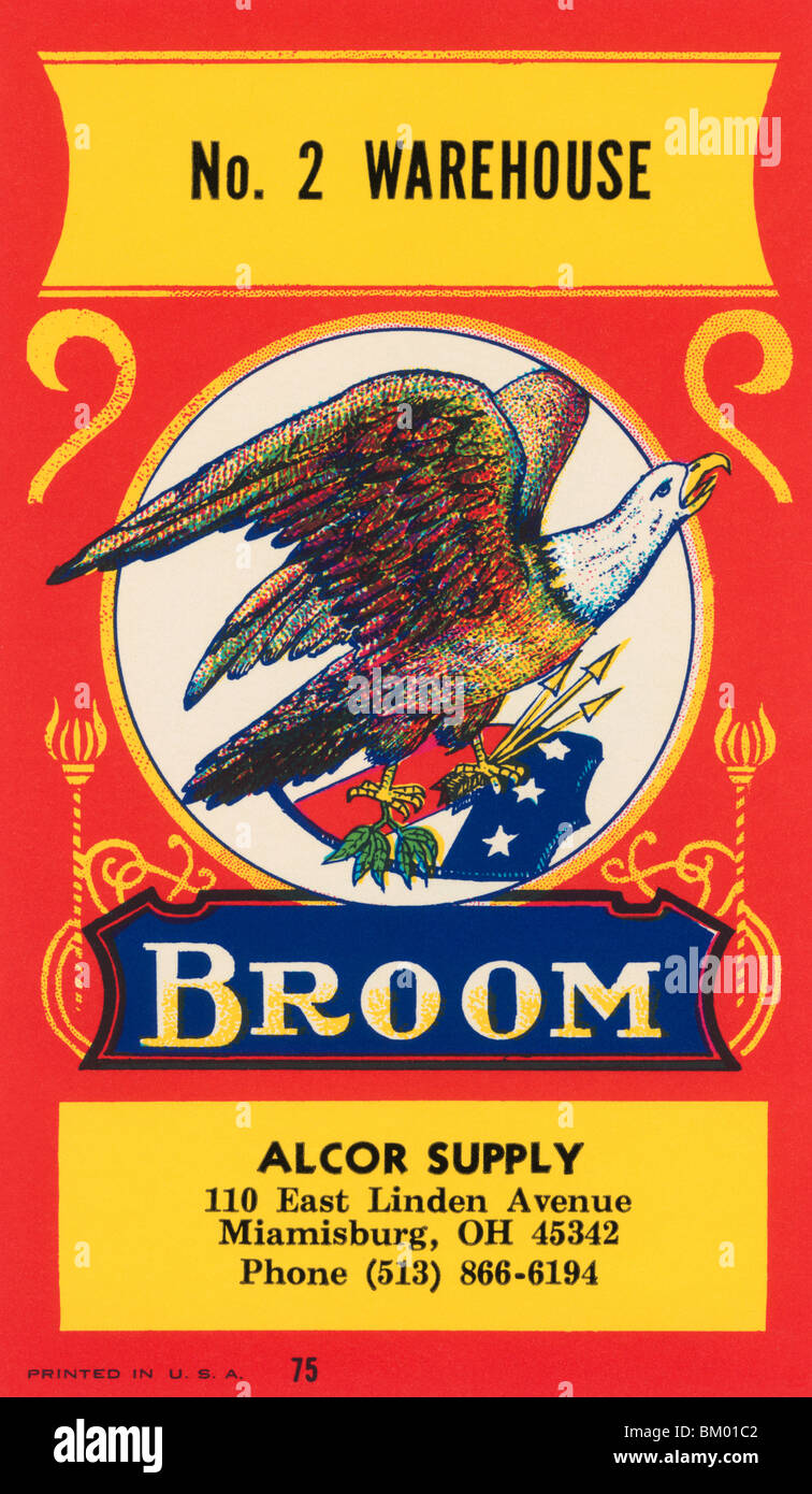 No. 2 Warehouse Eagle Broom Label Stock Photo - Alamy