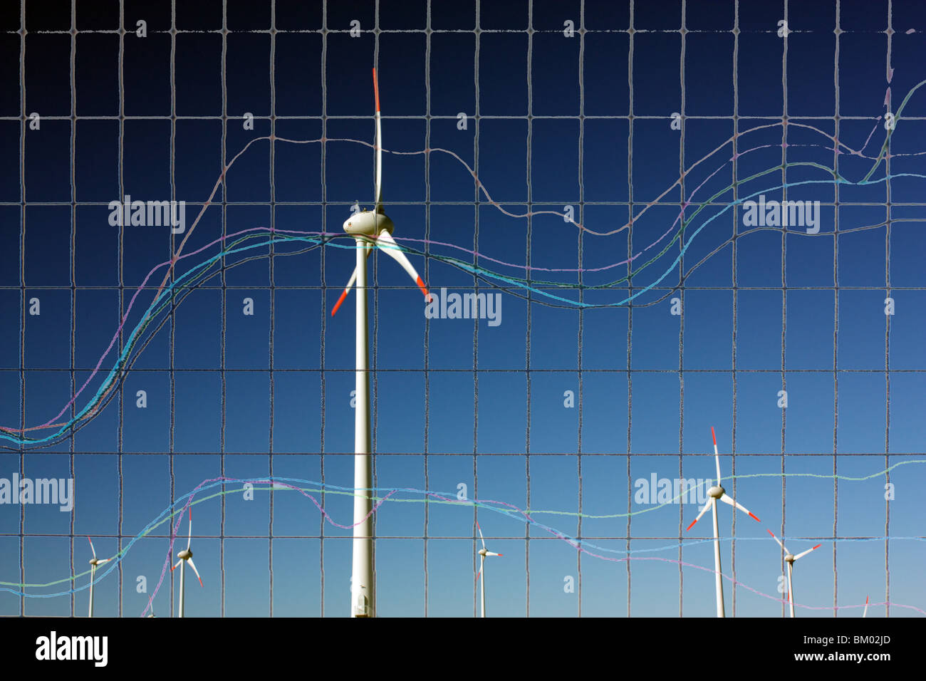 Concept wind power image with graphs going up Stock Photo - Alamy