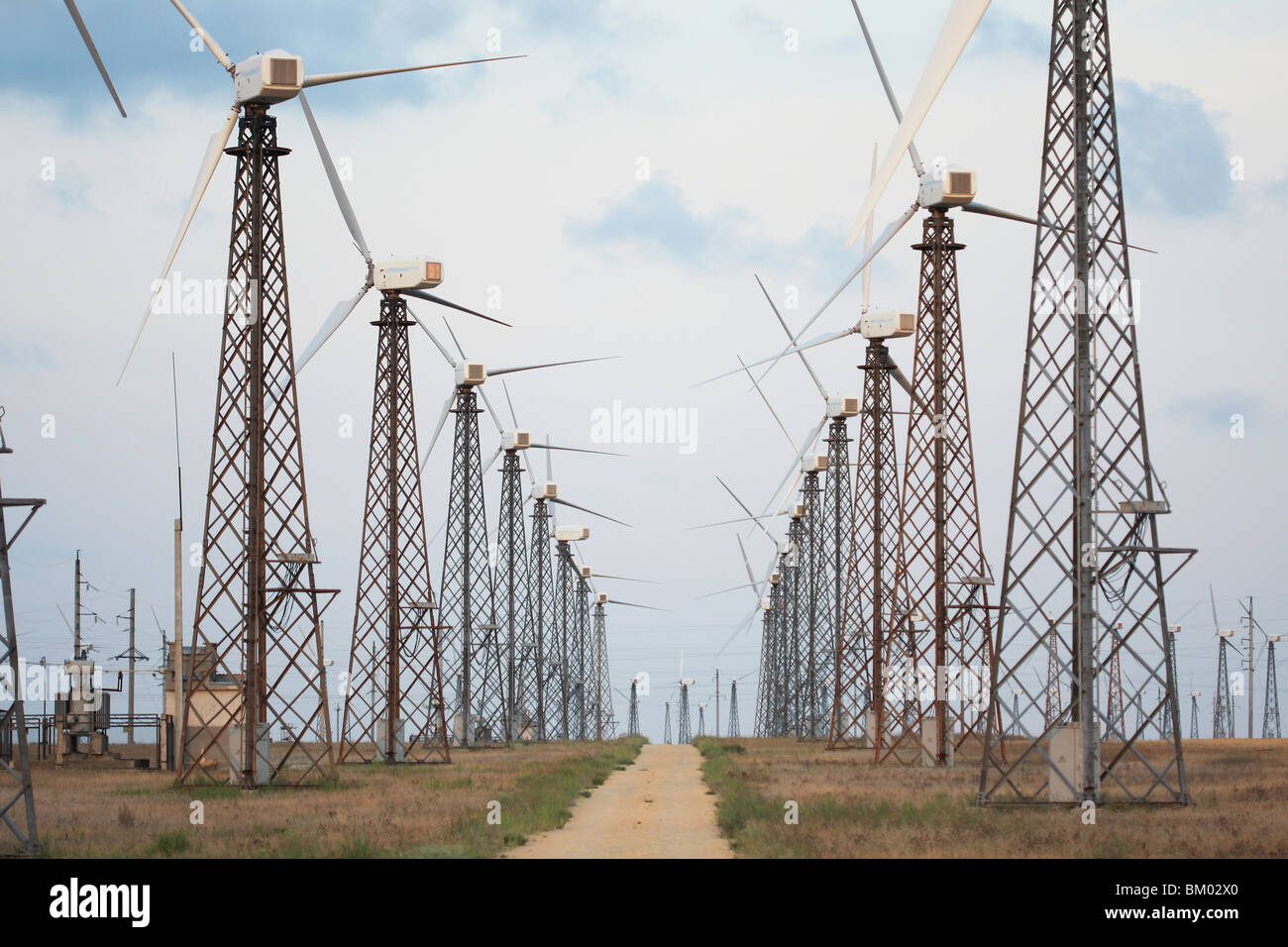 Wind turbines farm Stock Photo - Alamy
