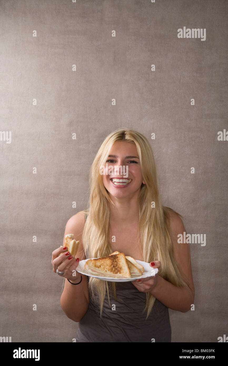 Lady food sandwich plate hi-res stock photography and images - Alamy