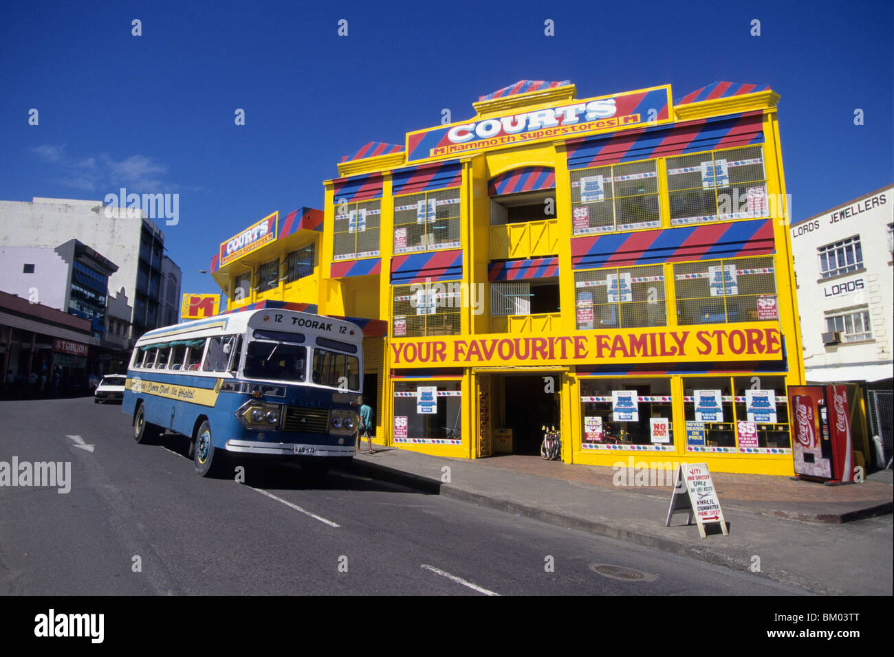 Bus and Courts Store, Suva, Viti Levu, Fiji Stock Photo - Alamy