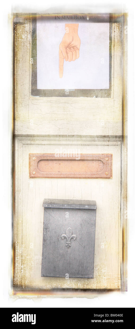 Hand pointing to a mailbox Stock Photo - Alamy