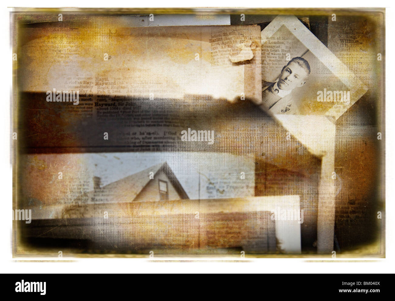 Man looking out at you with a hidden house Stock Photo - Alamy