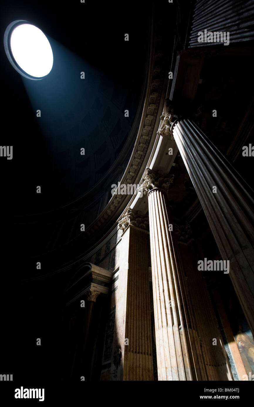 The dome oculus of the Pantheon casting a beam of sunlight on the ...