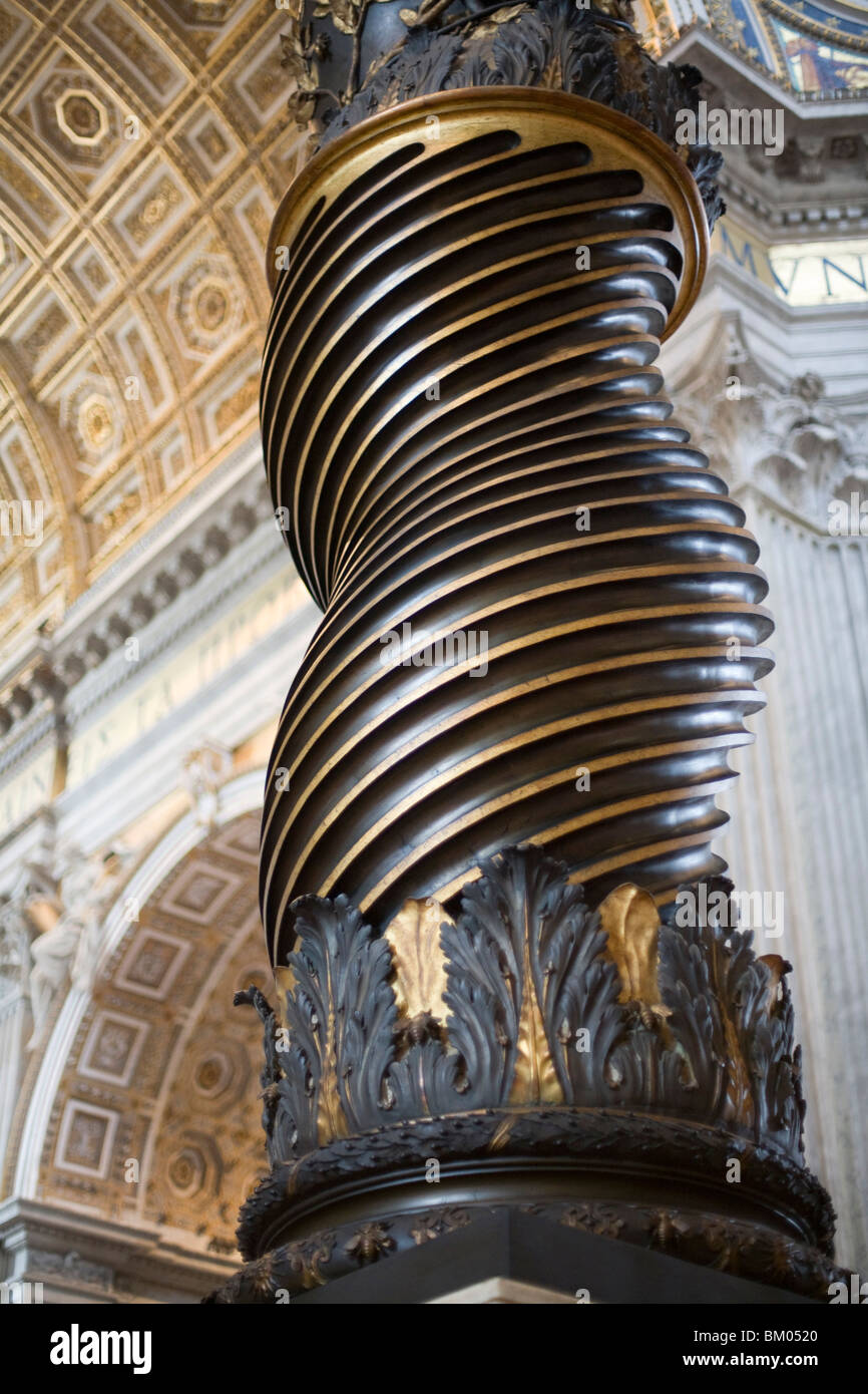 Detail of Bernini's twisted column from the baldacchino, Saint Peter's ...