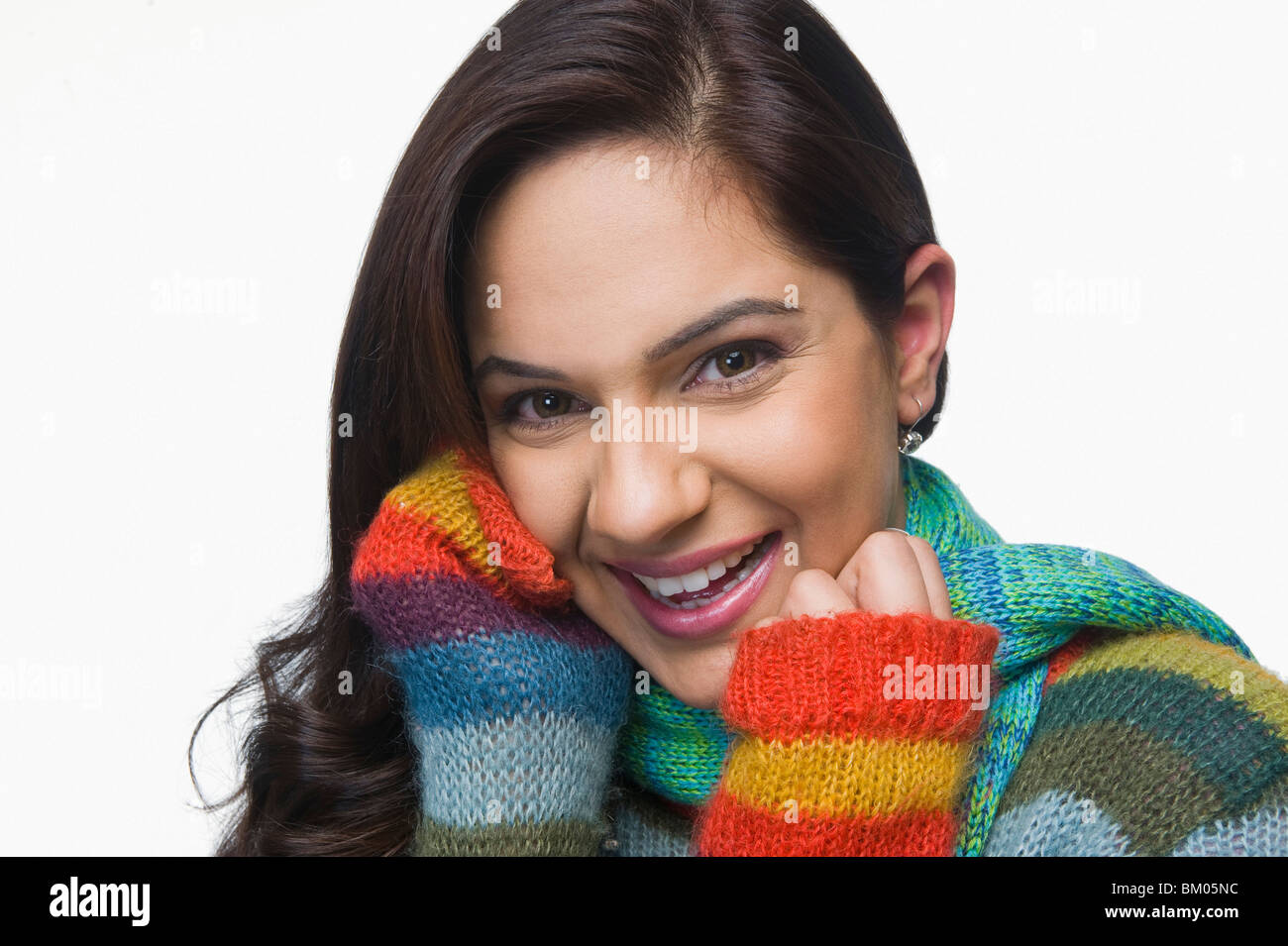 Portrait of a woman in warm clothing Stock Photo - Alamy