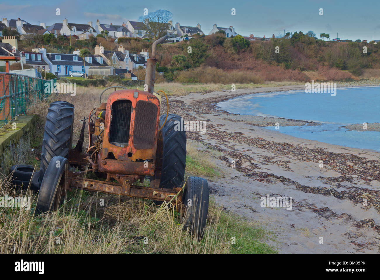 Tractor used to recover fishing boats from the shore of Drummore, The ...