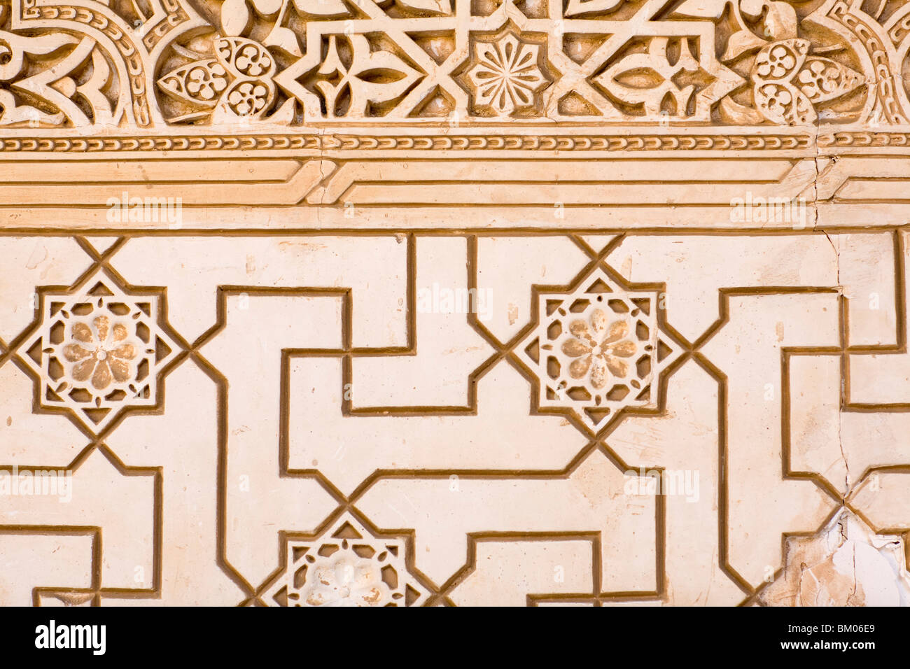 Geometric pattern on a wall of Alhambra palace, Granada, Spain Stock ...