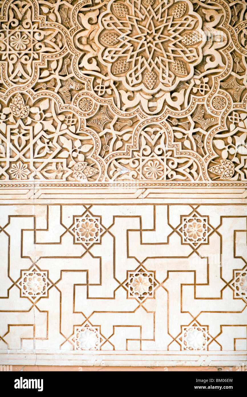 Geometric pattern on a wall of Alhambra palace, Granada, Spain Stock ...