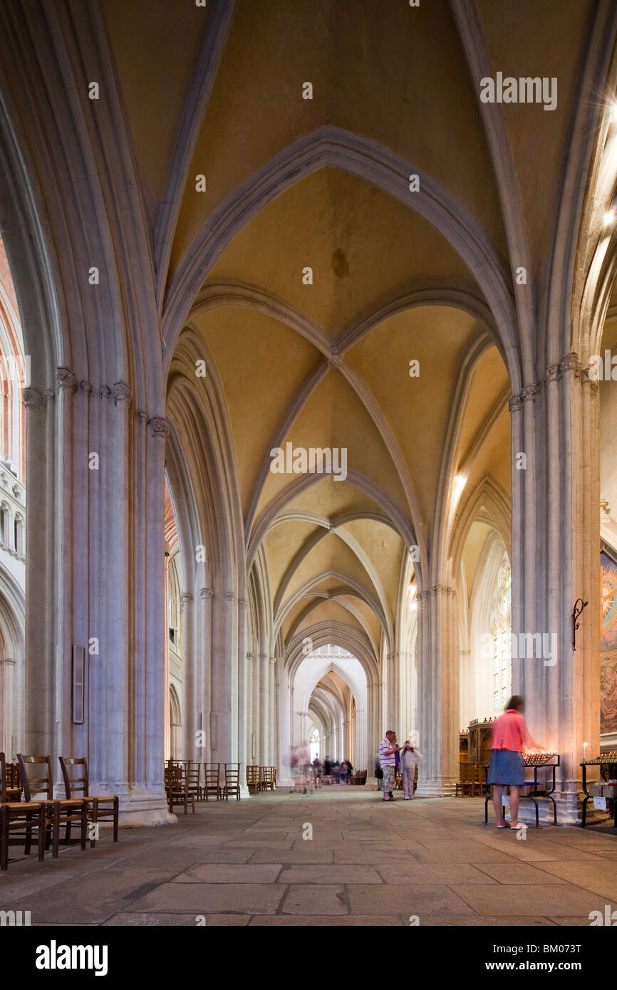 Interior of Saint-Corentin Cathedral, town of Quimper, departament of ...
