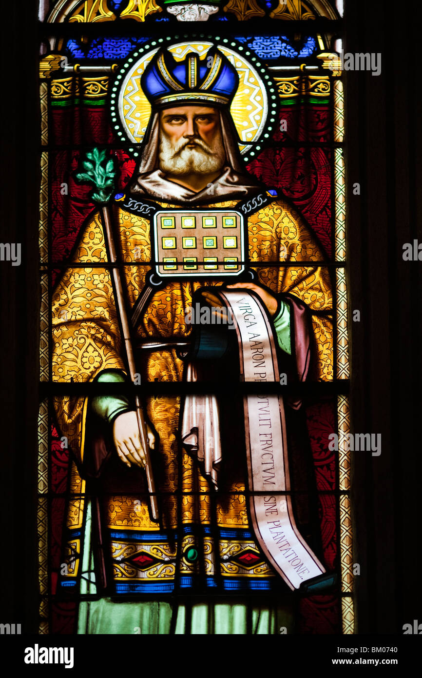 Stained glass window, Saint-Corentin Cathedral, town of Quimper ...