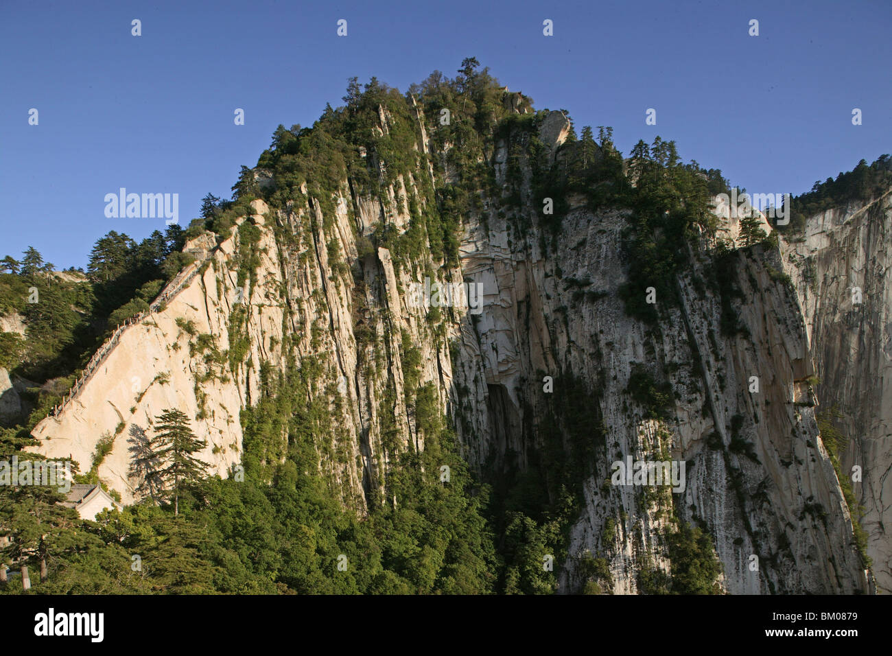 view from North Peak across to steep cliff face, Taoist mountain, Hua ...