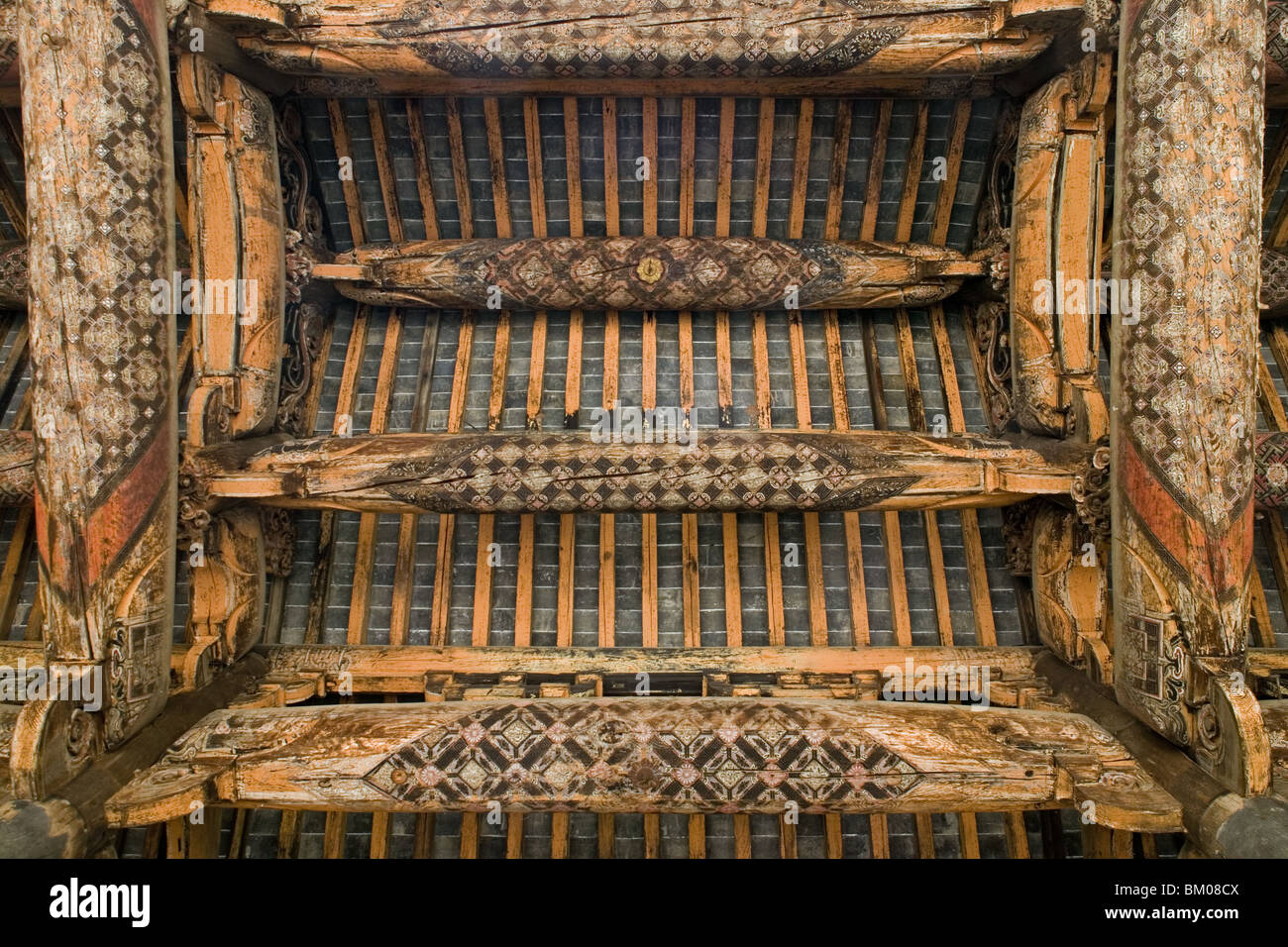 Ancestral temple, Baolun Hall, Chengkan, timber roof construction ...