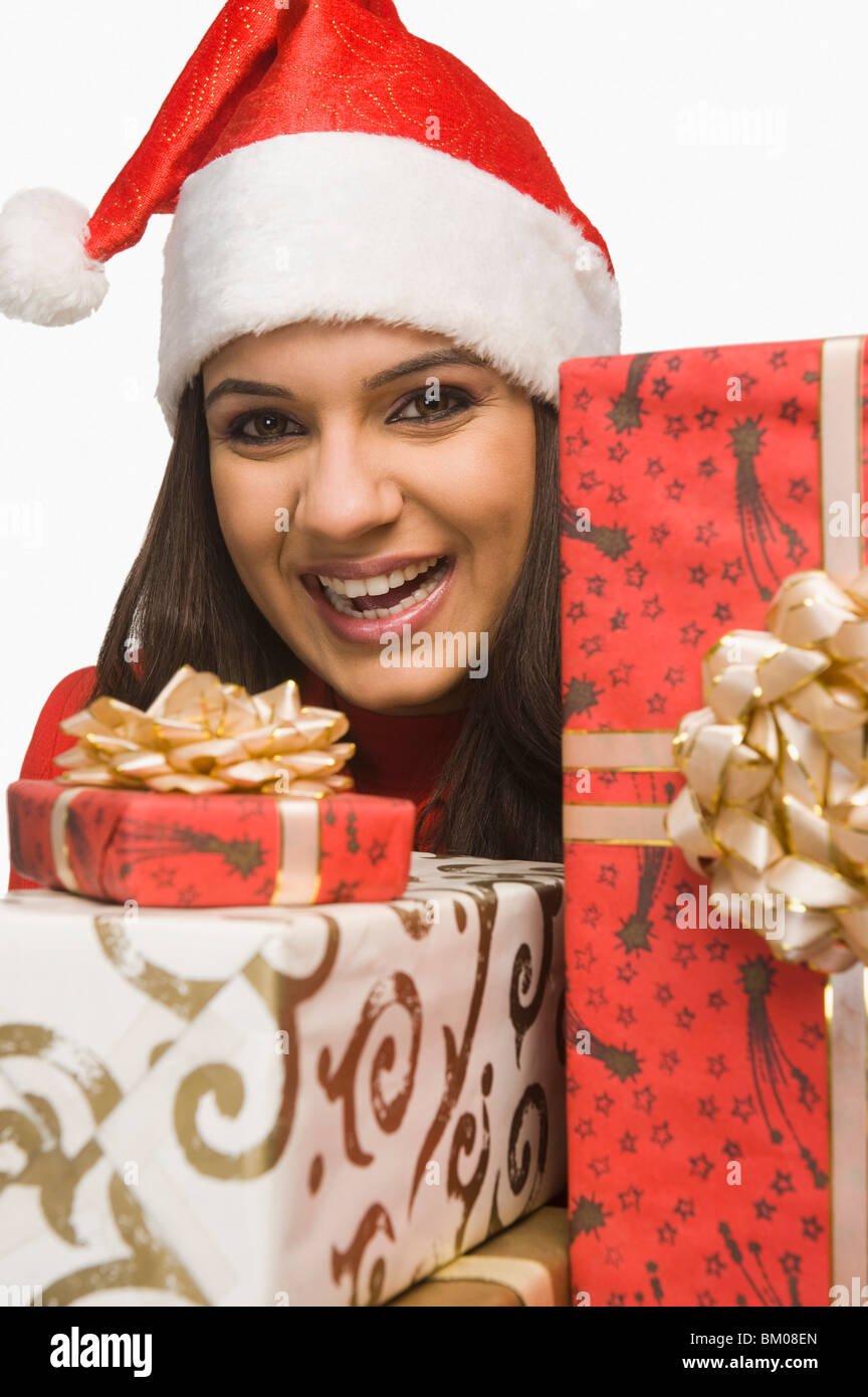 Indian woman in santa hat hi-res stock photography and images - Alamy