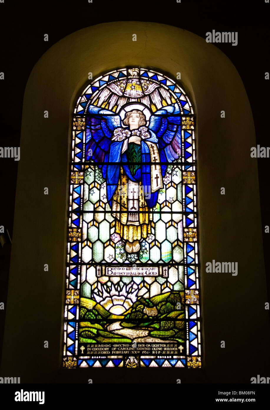 Archangel Gabriel depicted in stained glass at the 13th Century ...