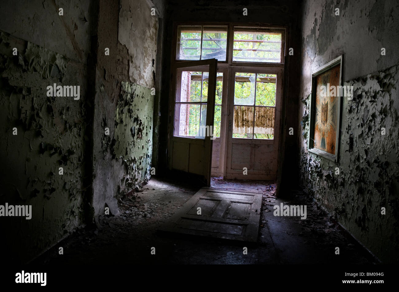 Corridor in old disused hospital interior near Berlin Stock Photo - Alamy
