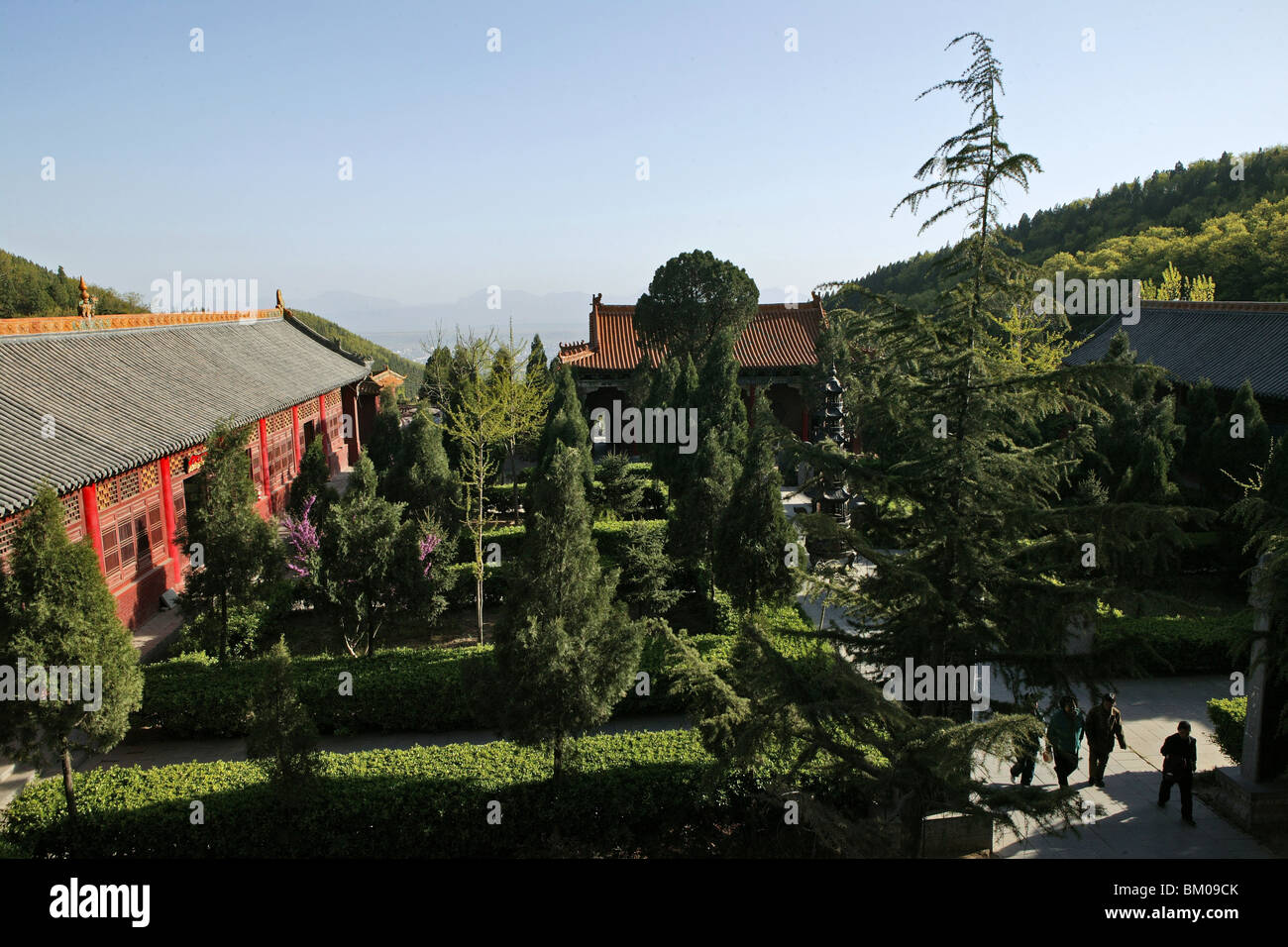 wing and garden of Fa Wang monastery, Taoist Buddhist mountain, Song ...