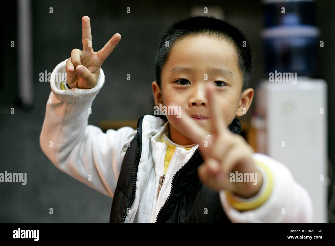 Portrait of a little Chinese boy, Xiamen, Fujian, China, Asia Stock ...