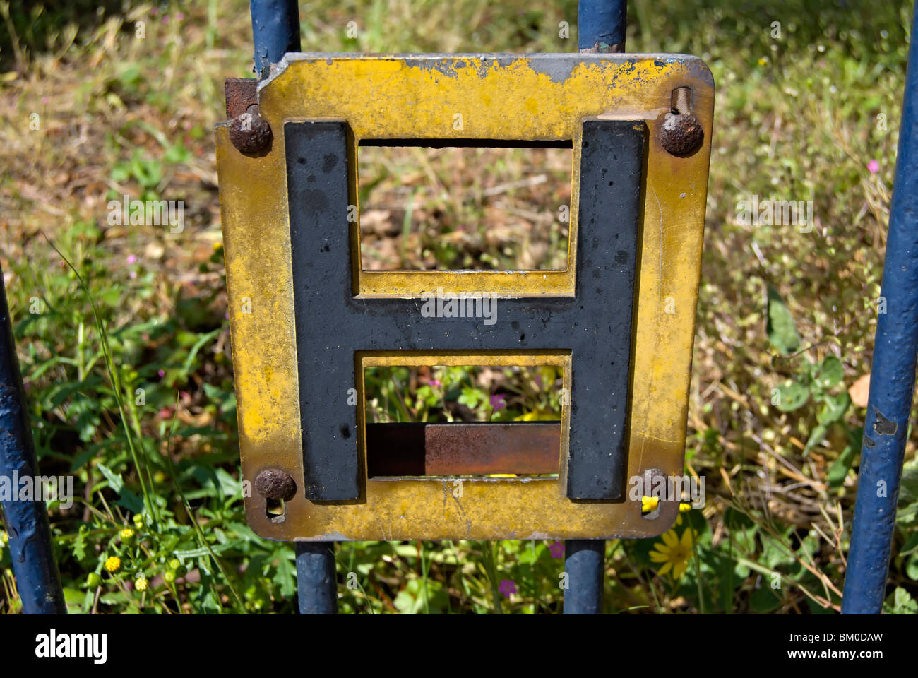 disused british fire hydrant sign with details for hydrant location and ...