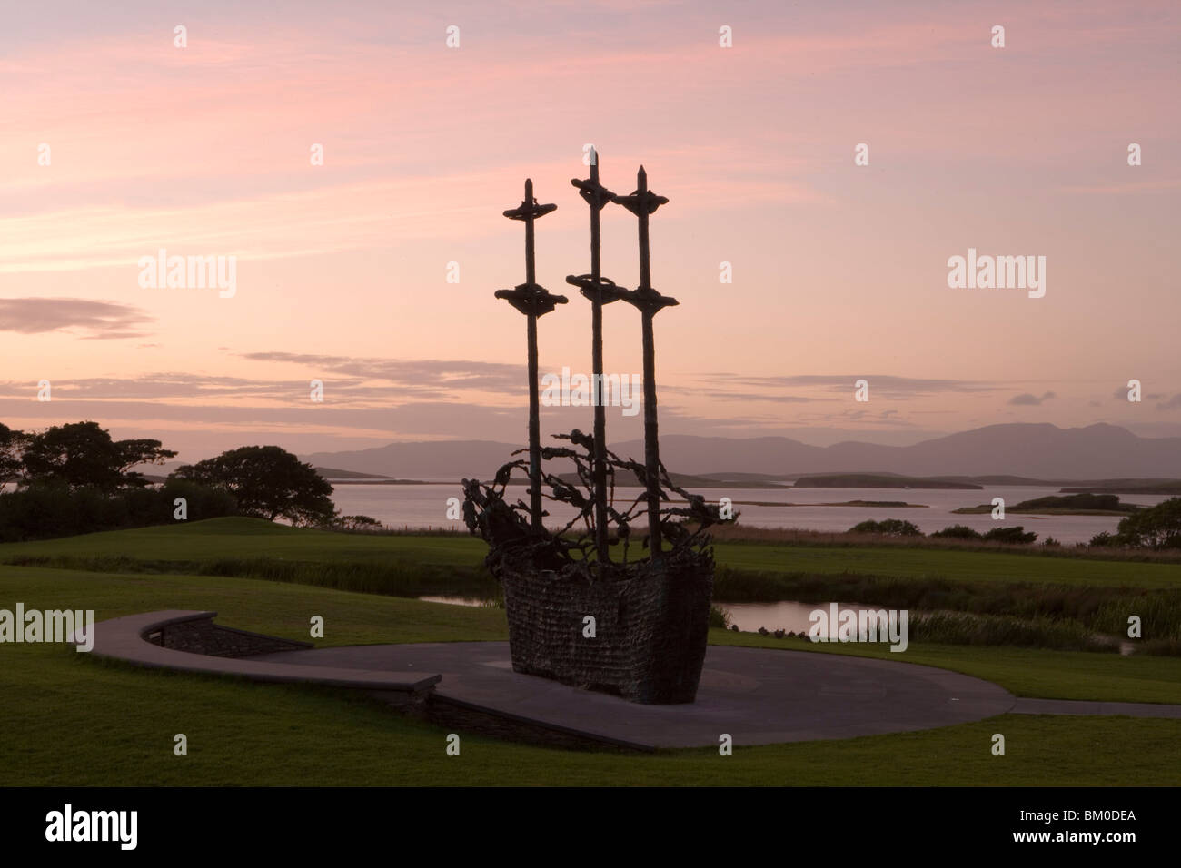 National Famine Memorial, Dusk over Clew Bay, Murrisk, County Mayo ...