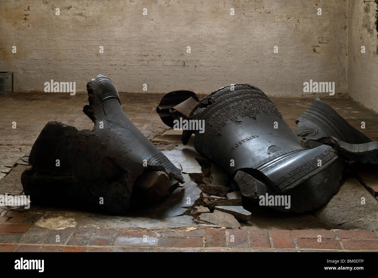 The bells, partly melted during the fire in 1942 in St. Mary's church ...