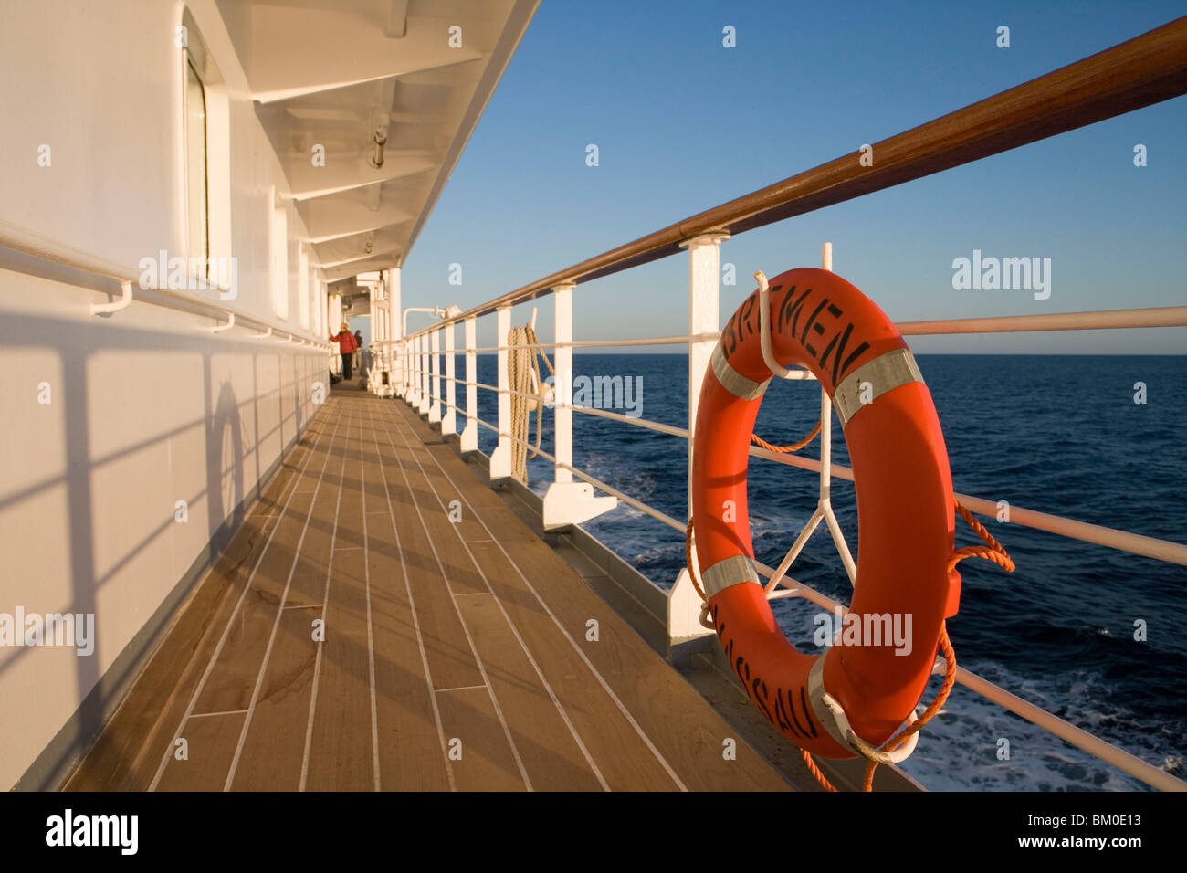 MS Bremen Lifering on Deck 5 Walkway, Aboard MS Bremen Cruise Ship ...