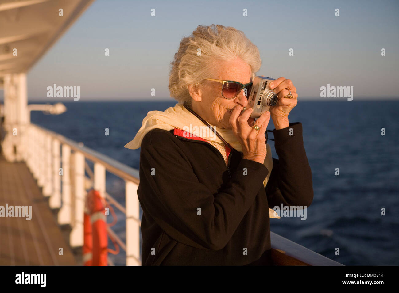 Taking picture on Deck 5 Walkway, Aboard MS Bremen Cruise Ship, Hapag ...