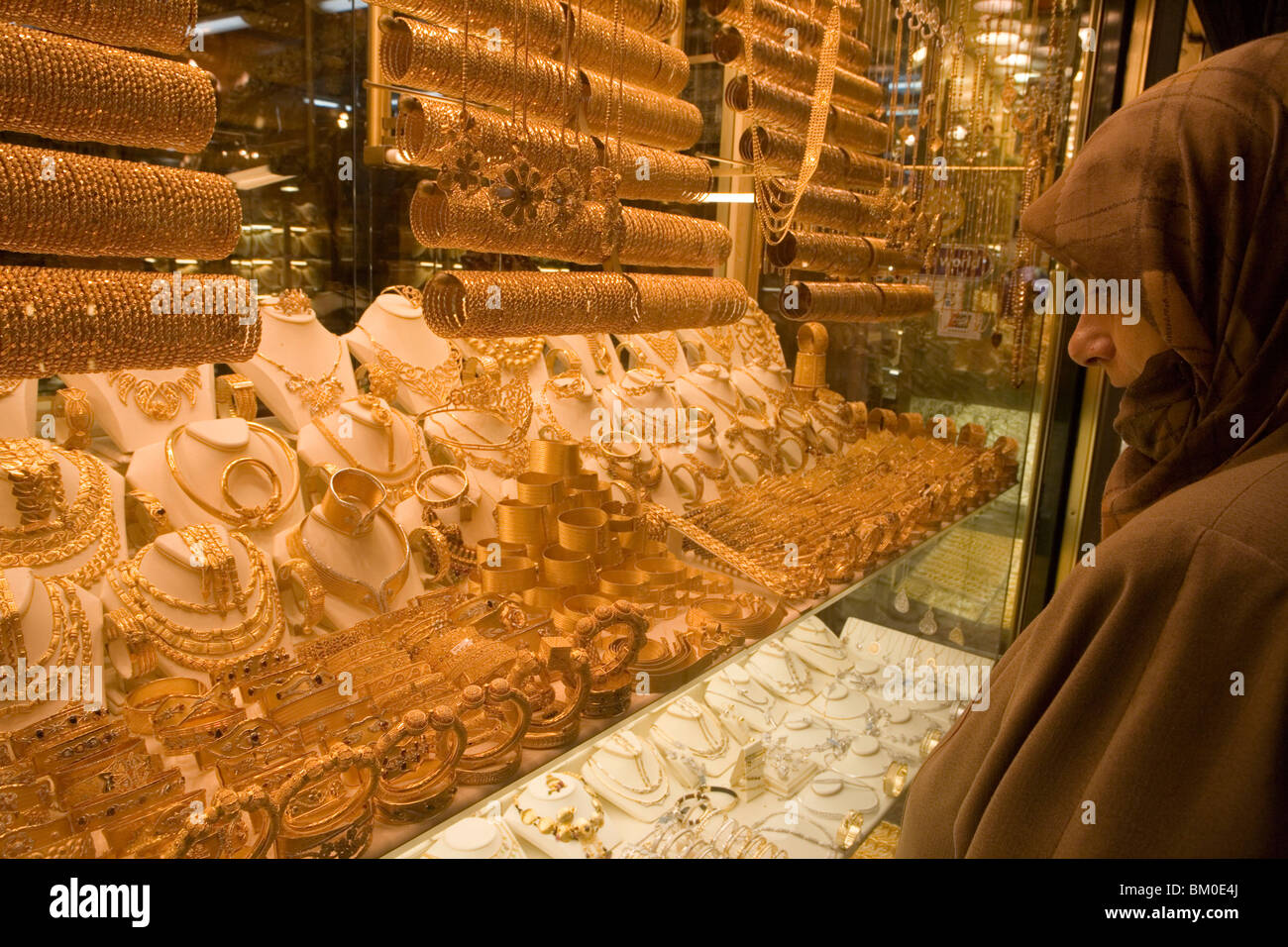 Gold Jewellery at Kapali Carsi Grand Bazaar, Istanbul, Turkey Stock ...