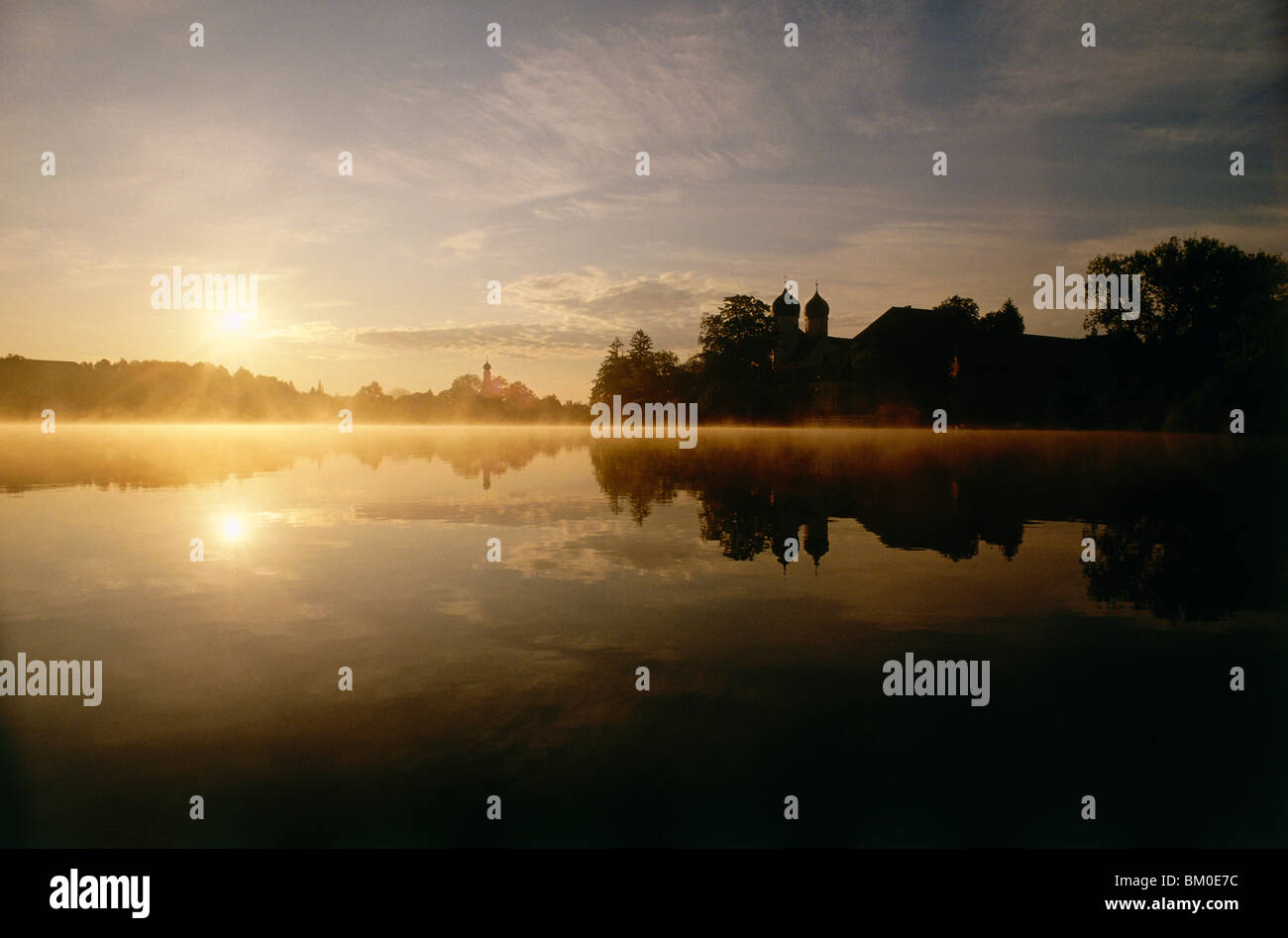 Seeon Monastery in the morning light, Lake Chiemsee, Chiemgau, Bavaria ...