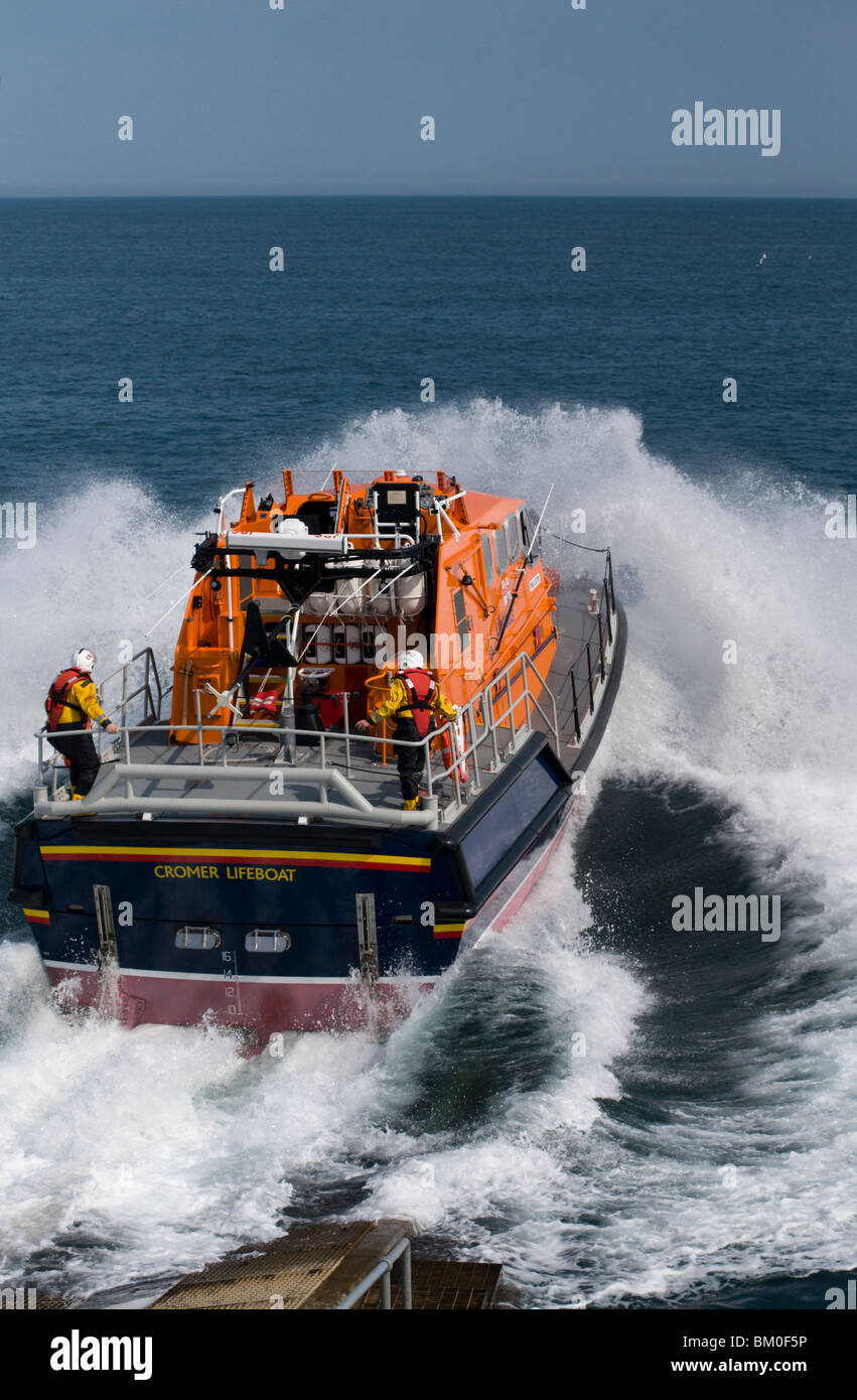 RNLI Lifeboat being launched in Cromer Norfolk East Anglia England ...