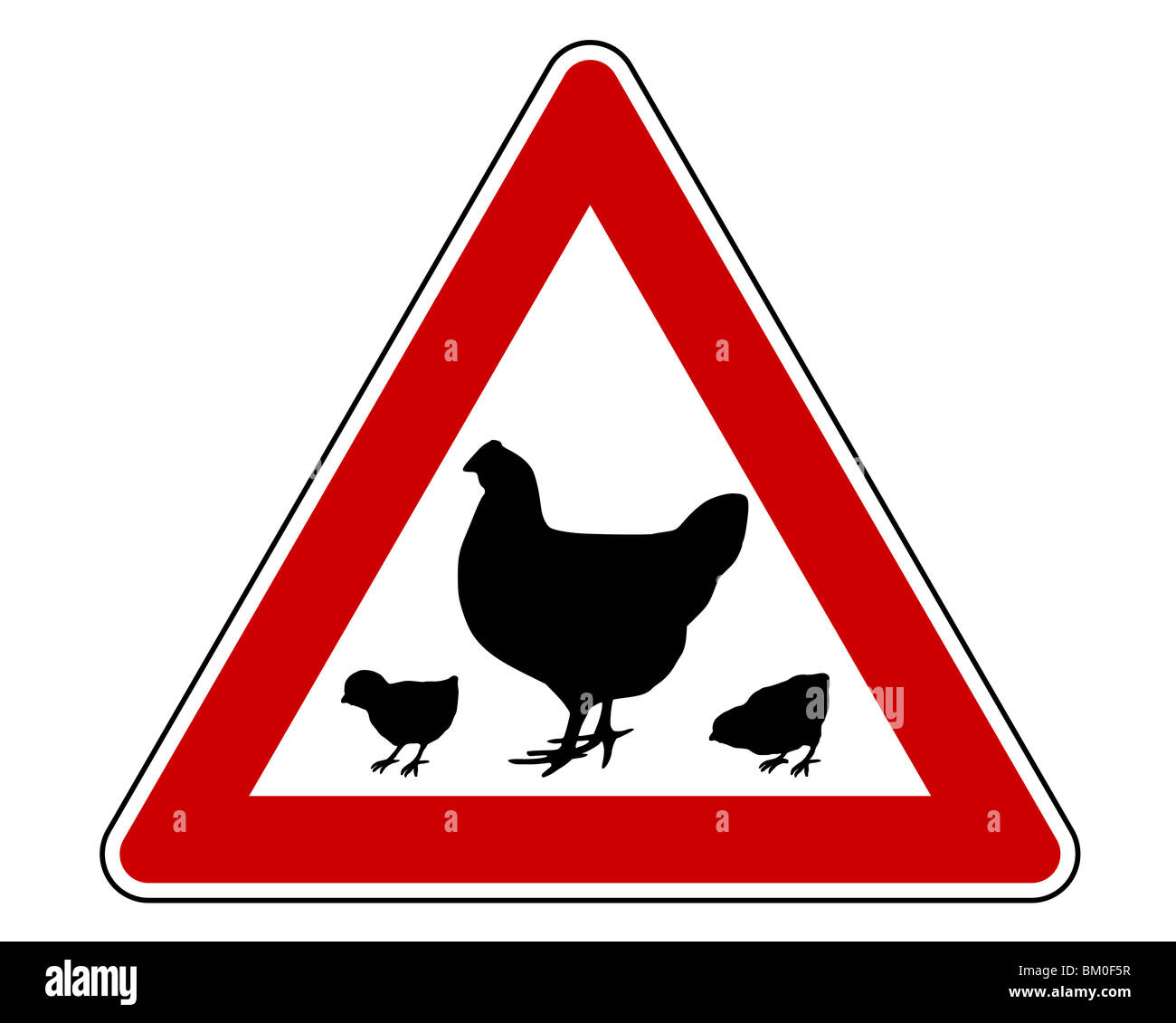 Hen and chicks warning sign Stock Photo - Alamy