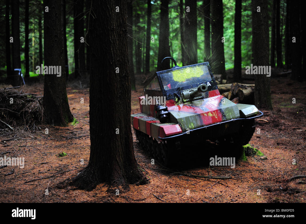 tank paintballing at a paintball site in Devon Stock Photo - Alamy