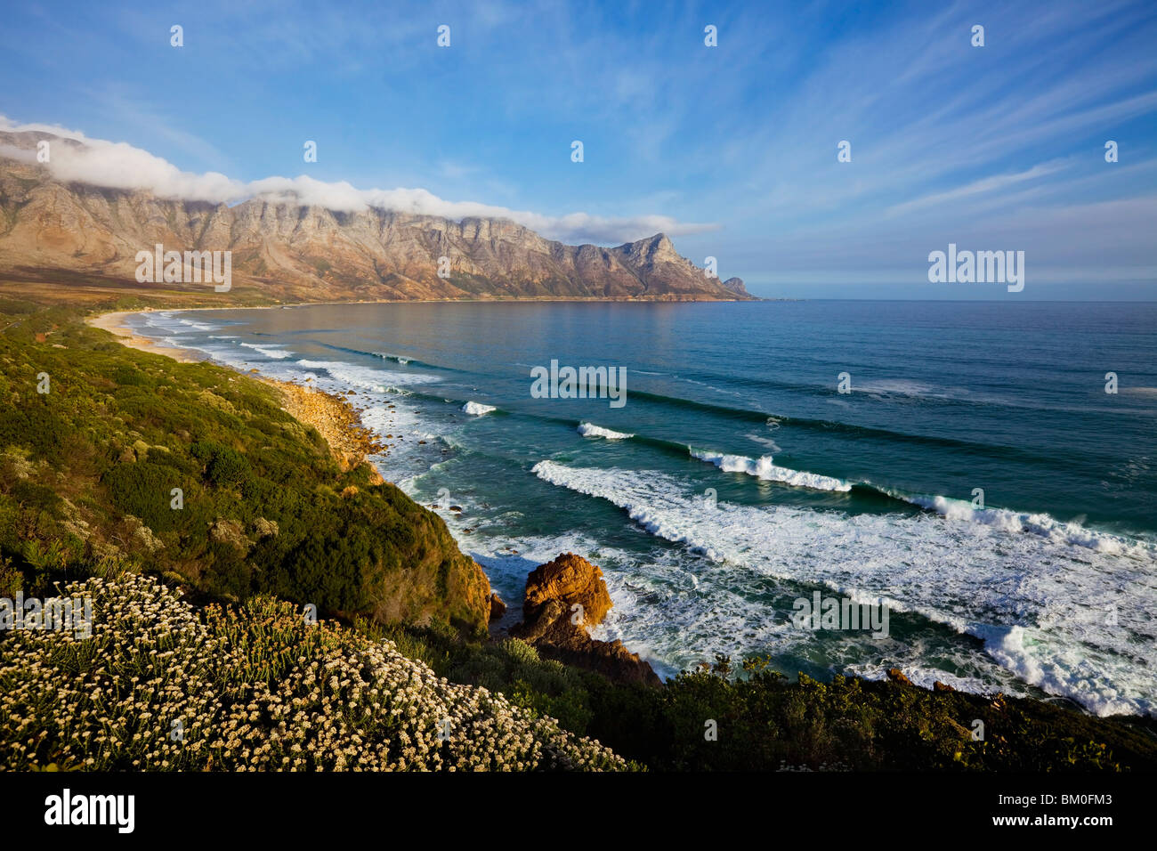 Wide view of Kogel Bay on spring day, Western Cape Province, South ...