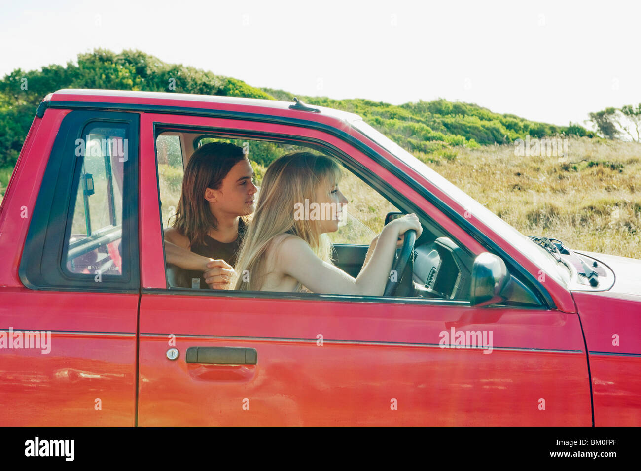 Girl learning to drive Stock Photo - Alamy