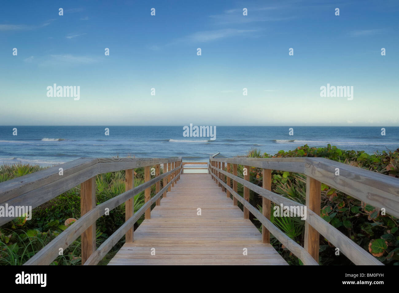 Boardwalk to beach at Merritt Island Refuge, Florida Stock Photo - Alamy