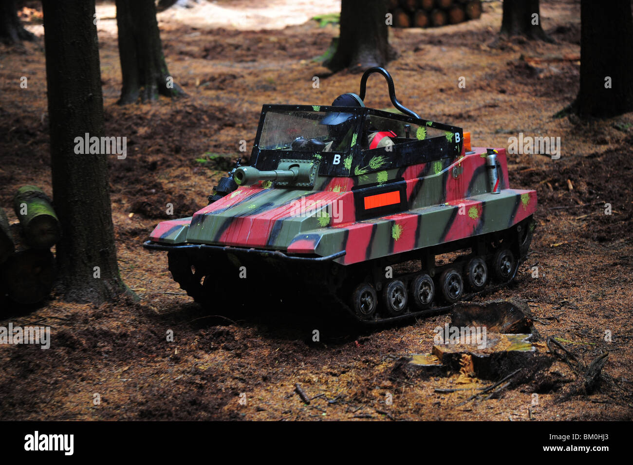 tank paintballing at a paintball site in Devon Stock Photo - Alamy