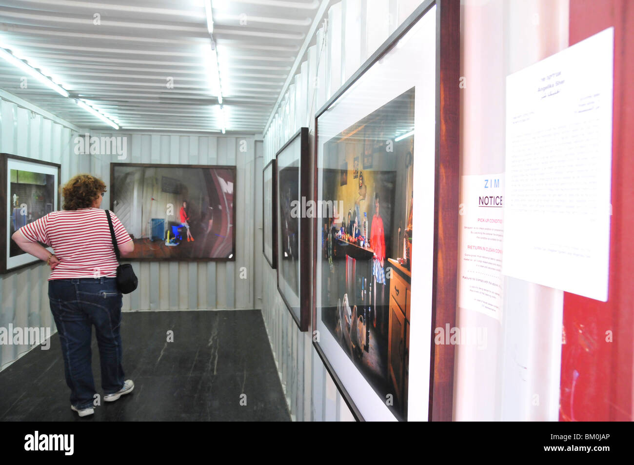 Israel, Haifa, Art exhibition housed in shipping containers at Haifa ...