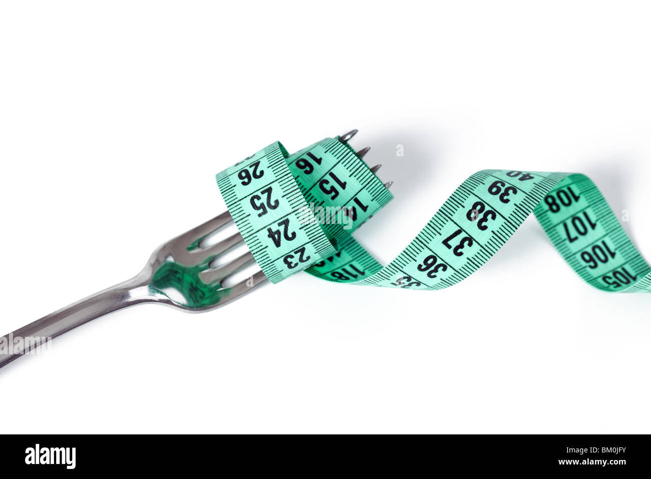 Fork with tape measure Cut Out Stock Images & Pictures - Alamy
