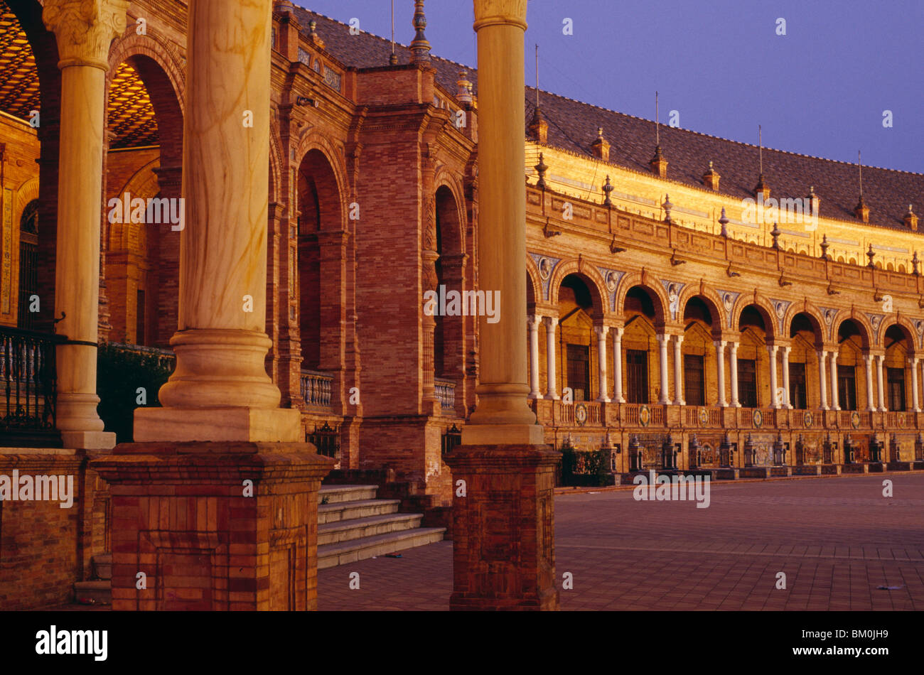 Colonnade of a palace, Plaza De Espana, Seville, Spain Stock Photo - Alamy