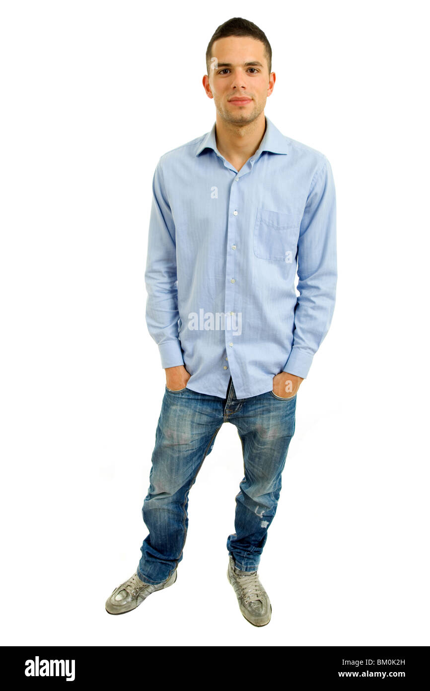 young casual man full body in a white background Stock Photo - Alamy