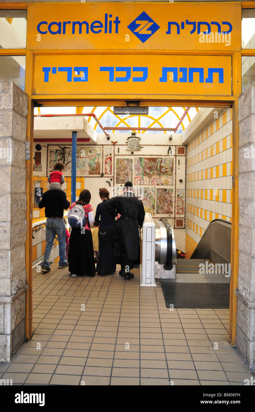 Israel, Haifa, Carmelit is an underground funicular railway. Currently ...