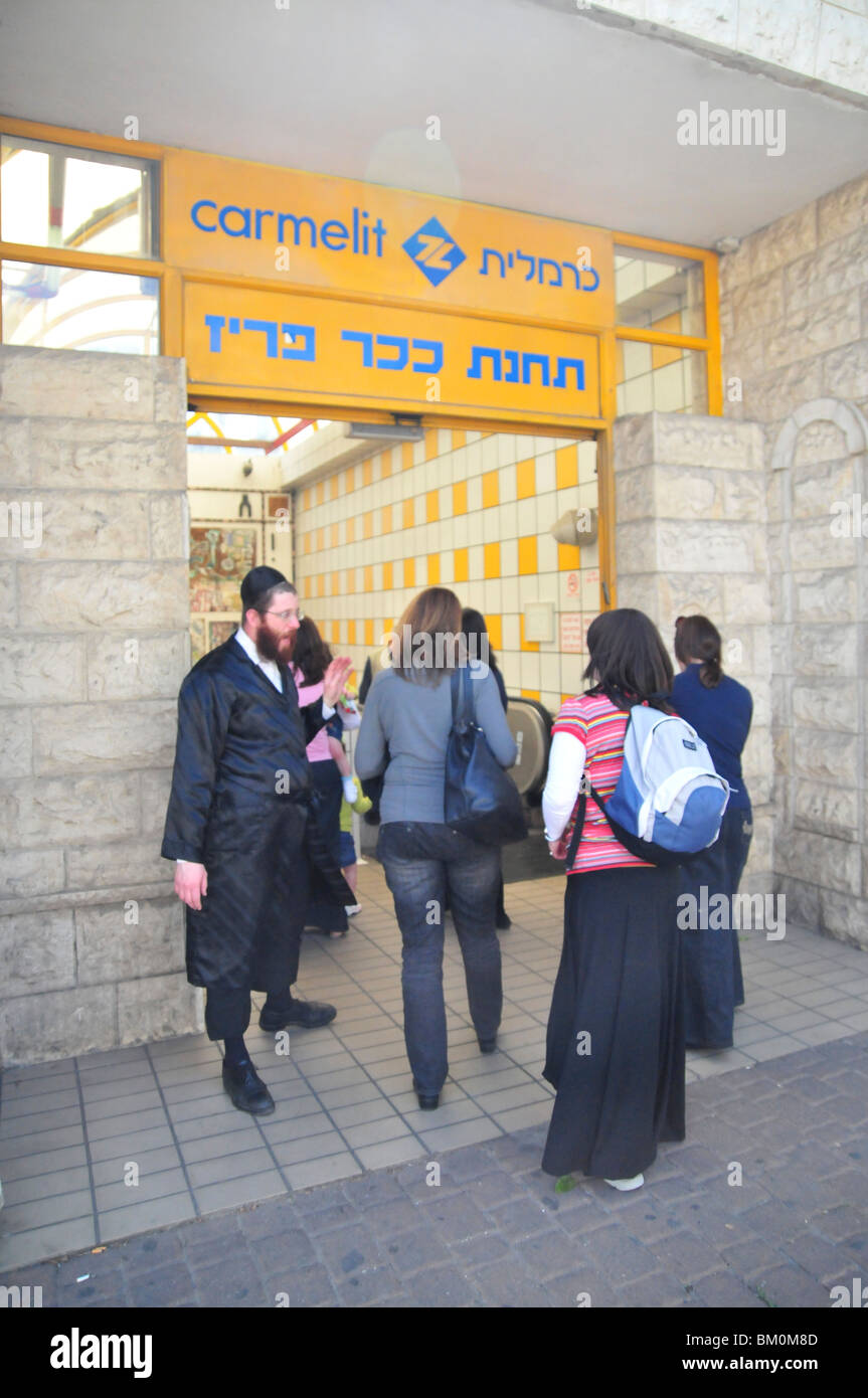 Israel, Haifa, Carmelit is an underground funicular railway. Currently ...
