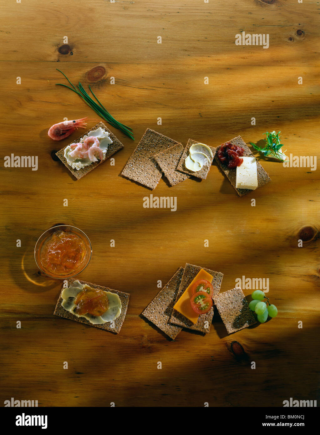 rye crisp bread with various toppings Stock Photo - Alamy