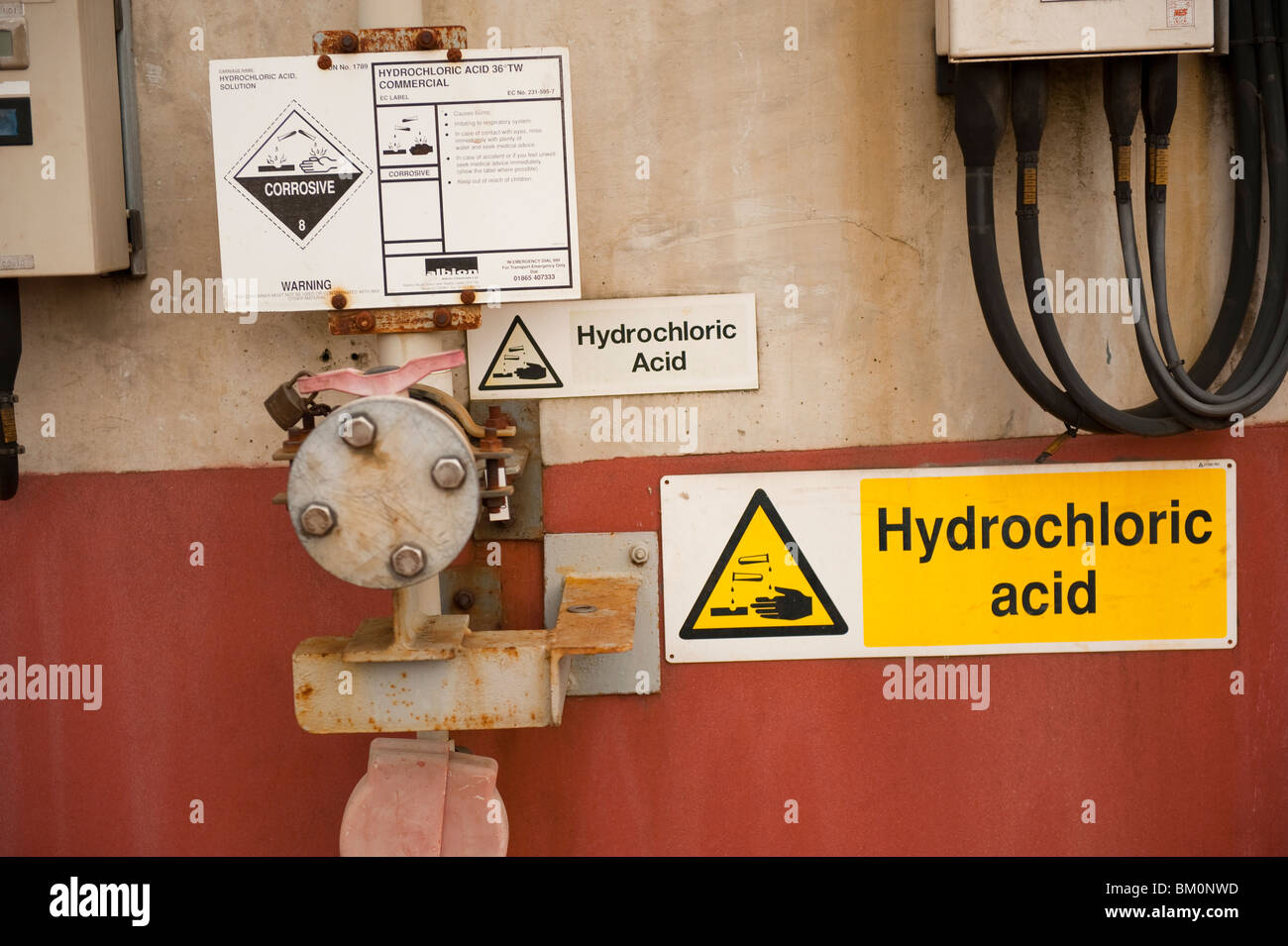 Hydrochloric Acid Road Tanker filling point Stock Photo - Alamy