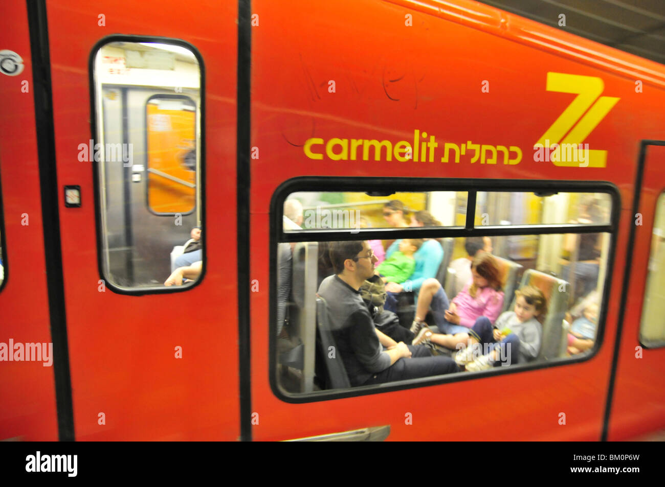 Israel, Haifa, Carmelit is an underground funicular railway. Currently ...