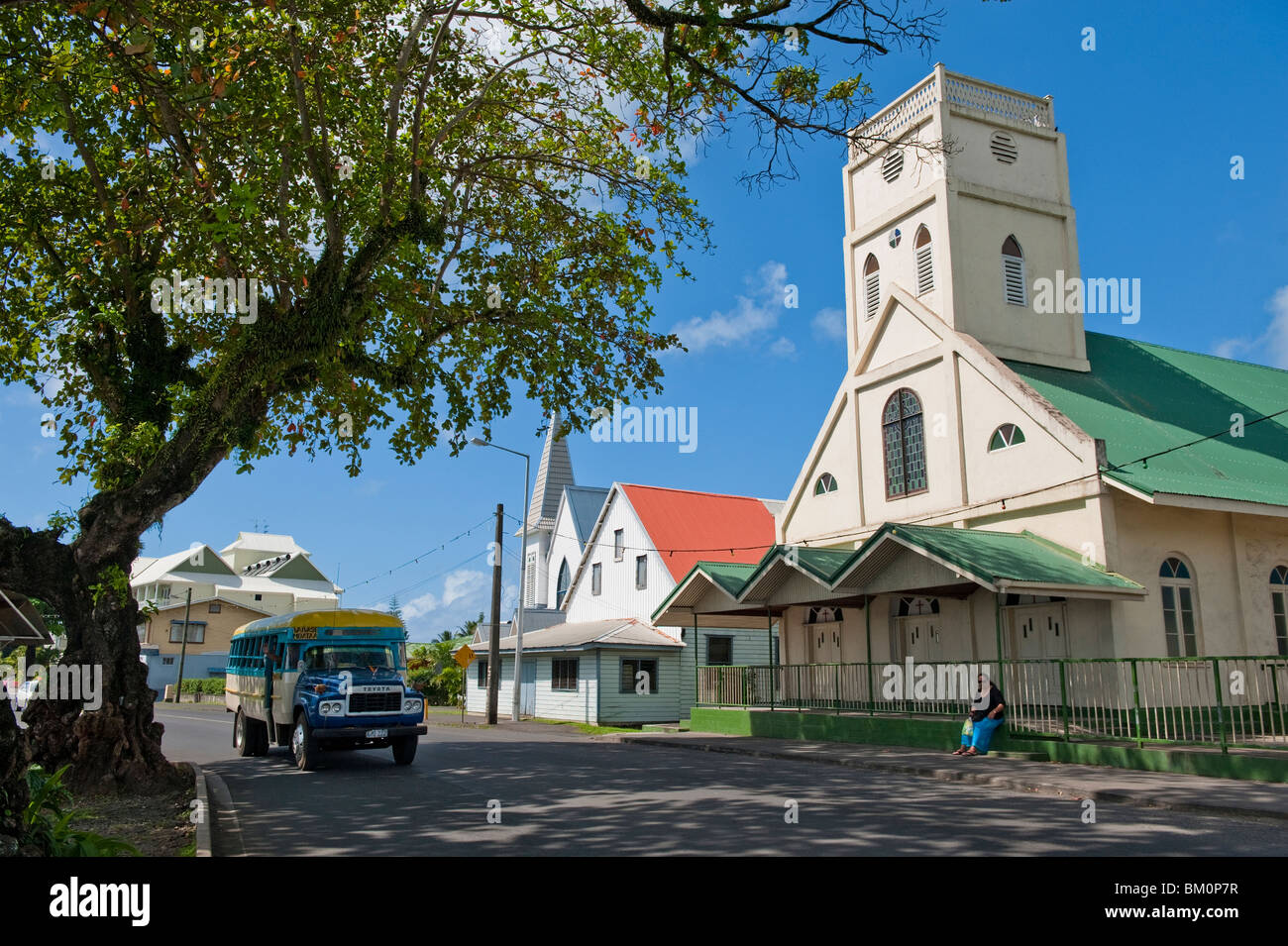 The Congregational Christian Church and Traffic on Beach Road in Apia ...