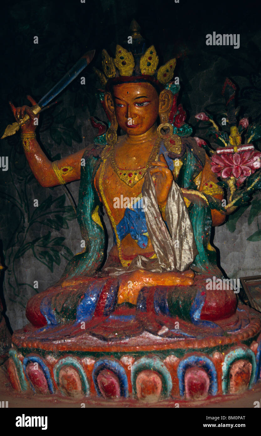 Religious statue inside a temple, Muktinath, Muktinath Valley, Mustang ...